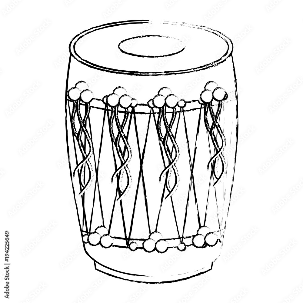 musical instrument punjabi drum dhol indian traditional vector ...