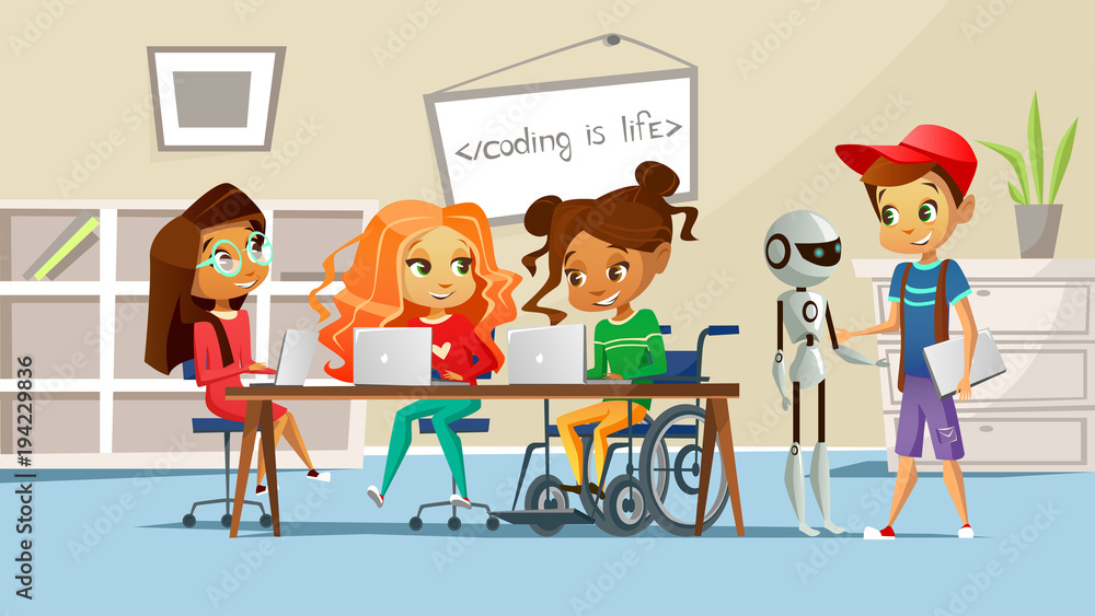 Students Talking In Class Cartoon