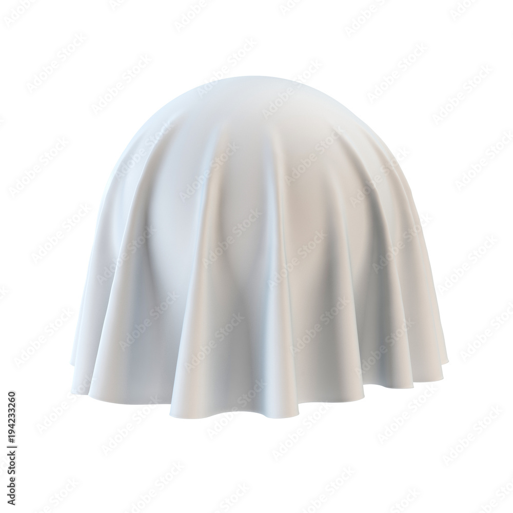 Drapery, white sheet covering spherical shape isolated on white ...