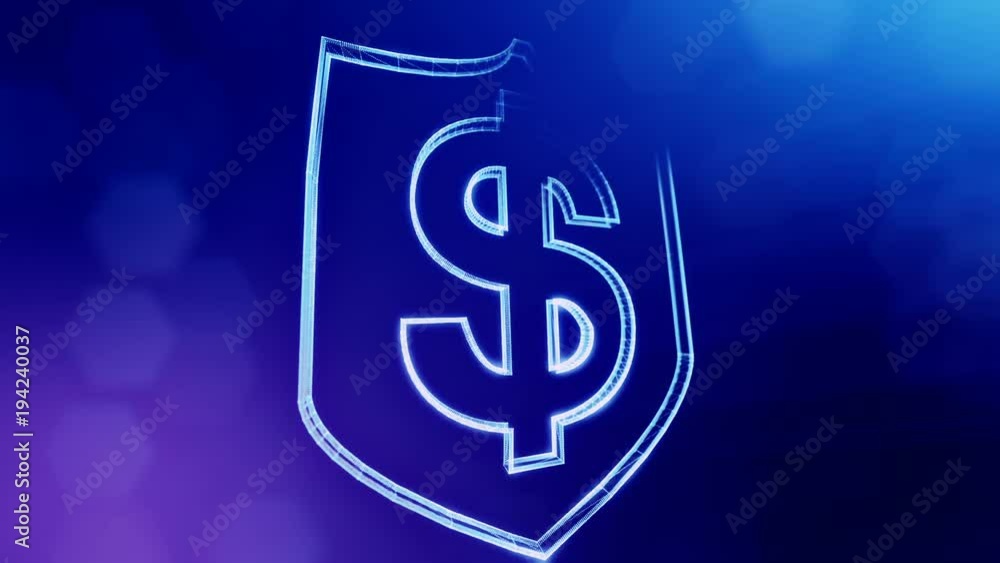 Vidéo Stock dollar sign in emblem of shield. Finance background of ...