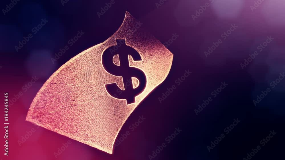 dollar sign in emblem of banknote. Finance background of luminous ...