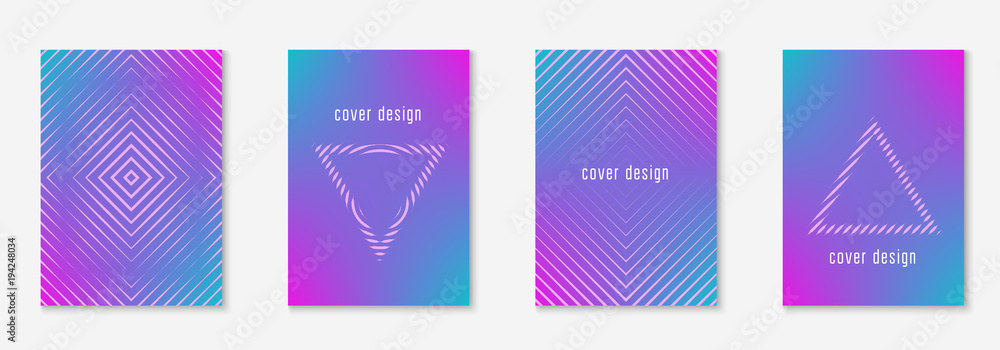 Cool cover template set. Minimal trendy vector with halftone gradients ...