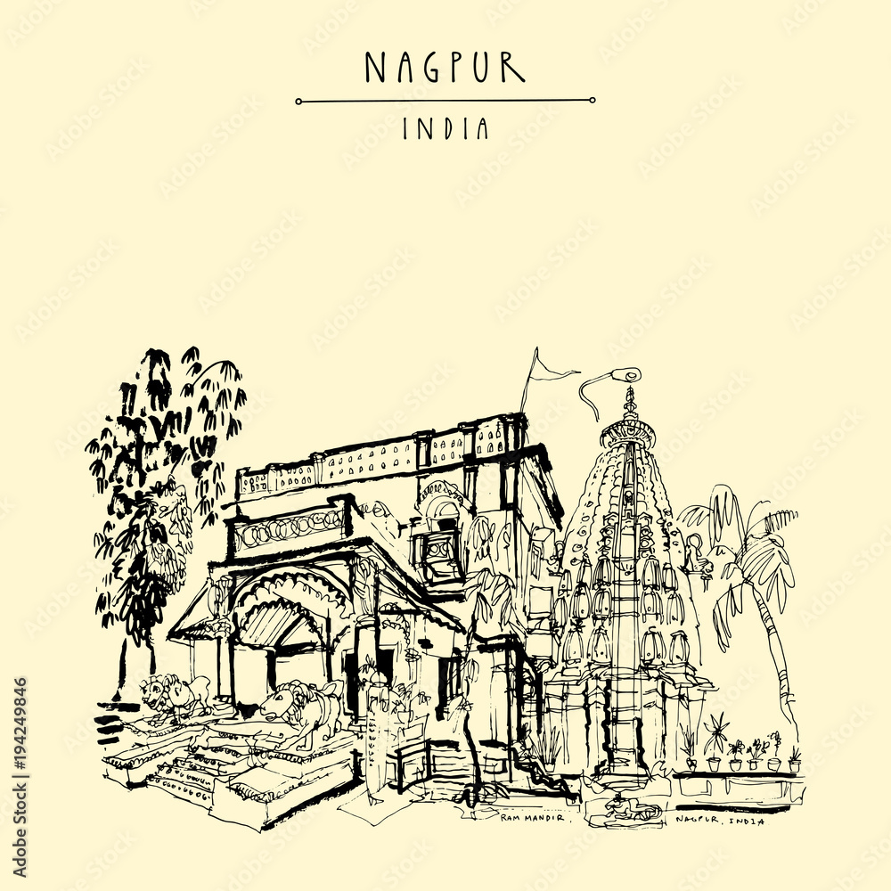 Nagpur, Maharashtra, India. Poddareshwar Ram, old Hindu temple. Travel ...