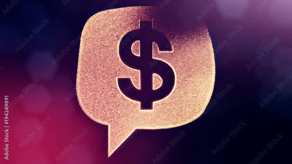 Stockvideo dollar sign in emblem of cloud message. Finance background ...