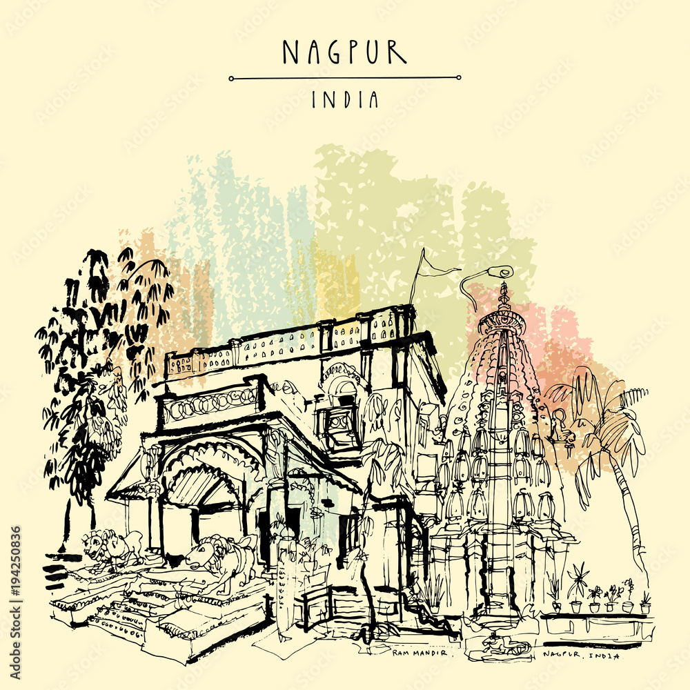 Nagpur, Maharashtra, India. Poddareshwar Ram, old Hindu temple. Travel ...