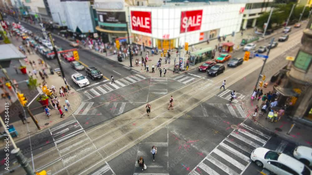 Toronto, Ontario, Canada, time lapse view of people and traffic ...