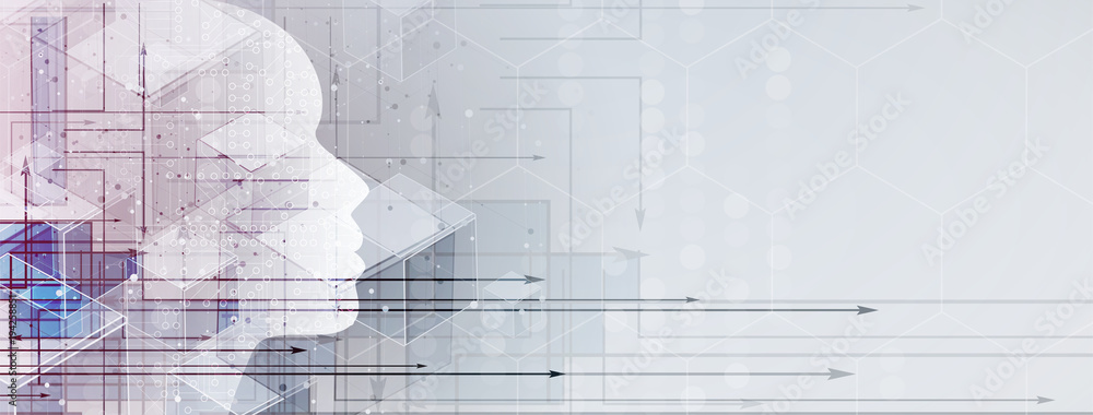 Artificial intelligence. Technology web background. Virtual concept ...