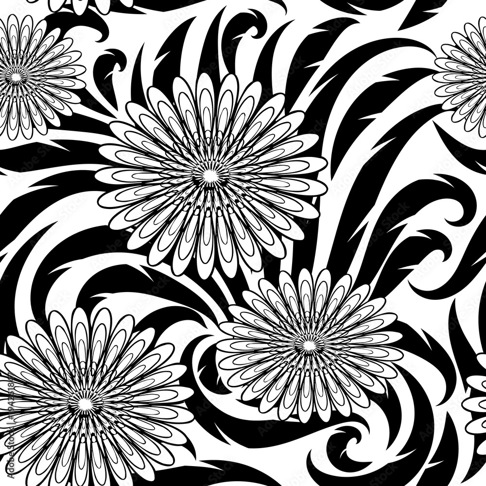 Abstract Designs Black And White Flowers