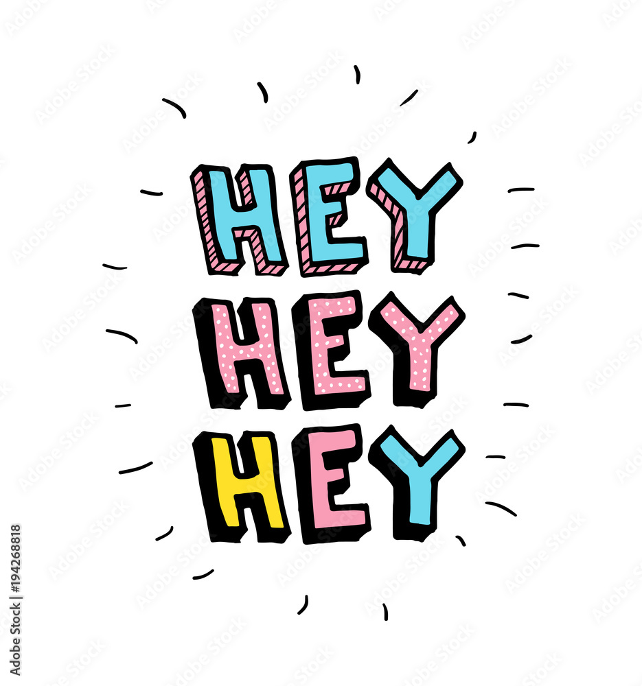 Hey. Vector cartoon sketch illustration background Stock Vector | Adobe ...