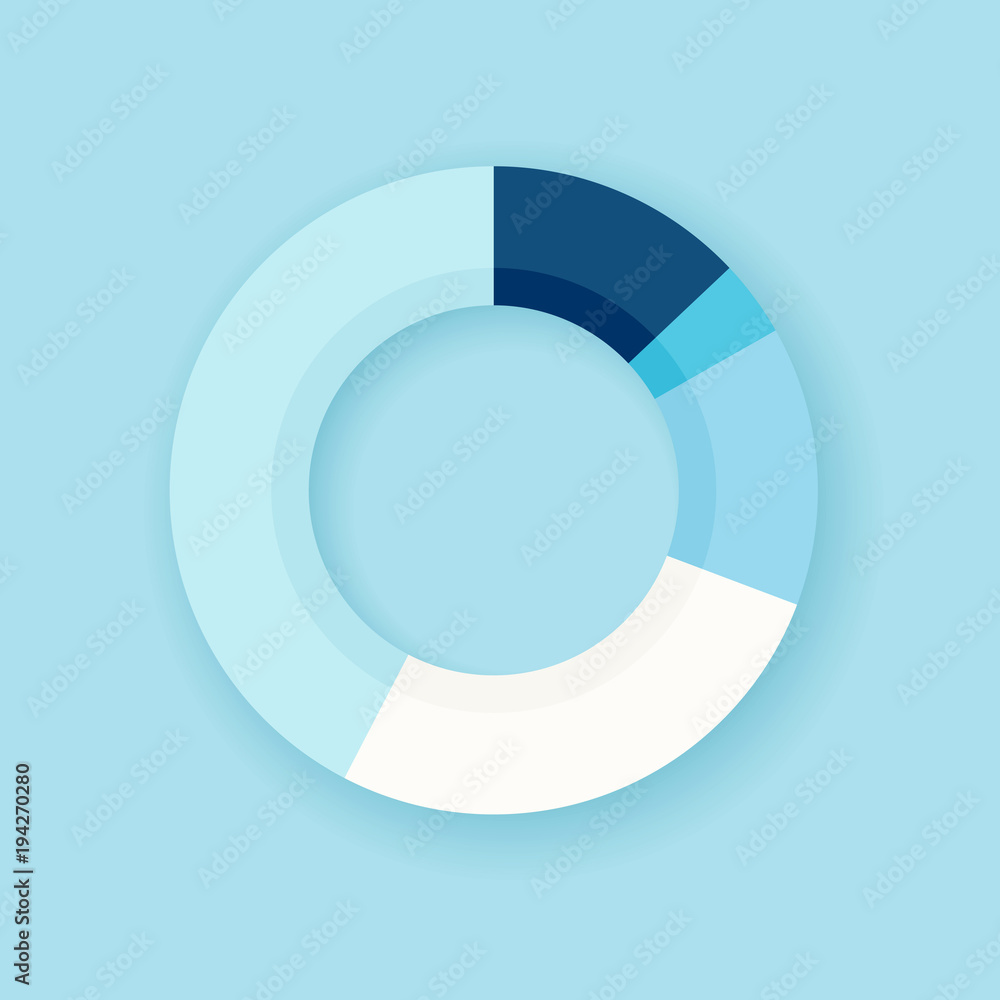 Blue vector pie donut chart diagram blank infographics design template ...