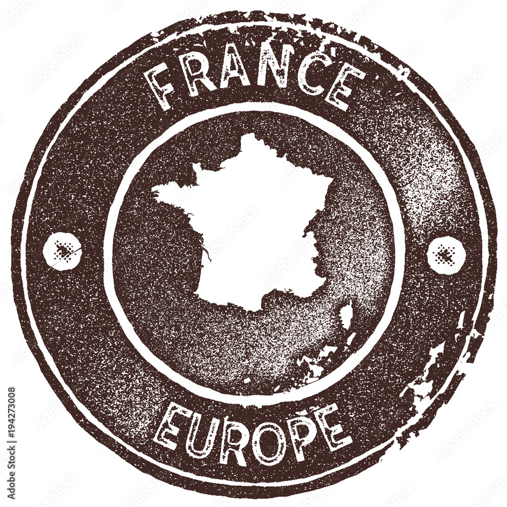 France map vintage stamp. Retro style handmade label, badge or element ...