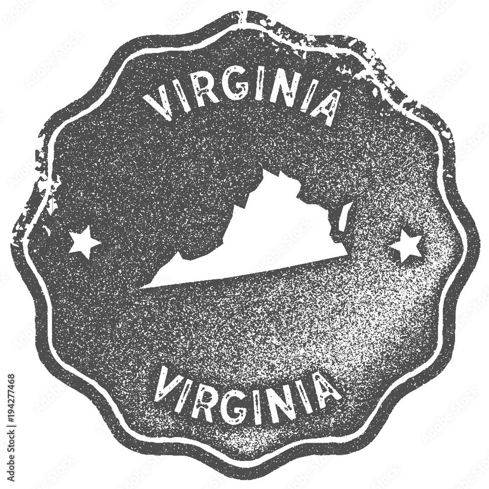 Virginia map vintage stamp. Retro style handmade label, badge or ...
