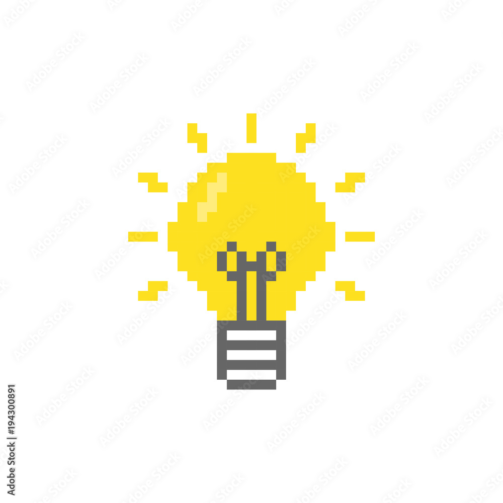 Light bulb pixel icon Stock Vector | Adobe Stock