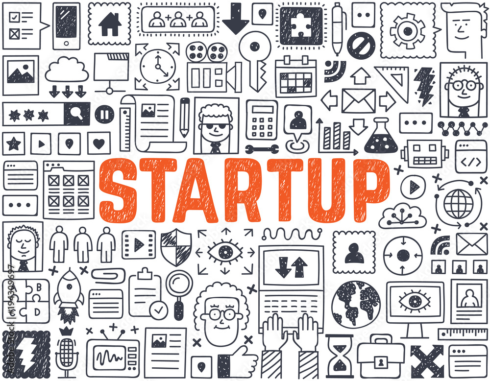 Startup - Hand drawn vector illustration Stock Vector | Adobe Stock