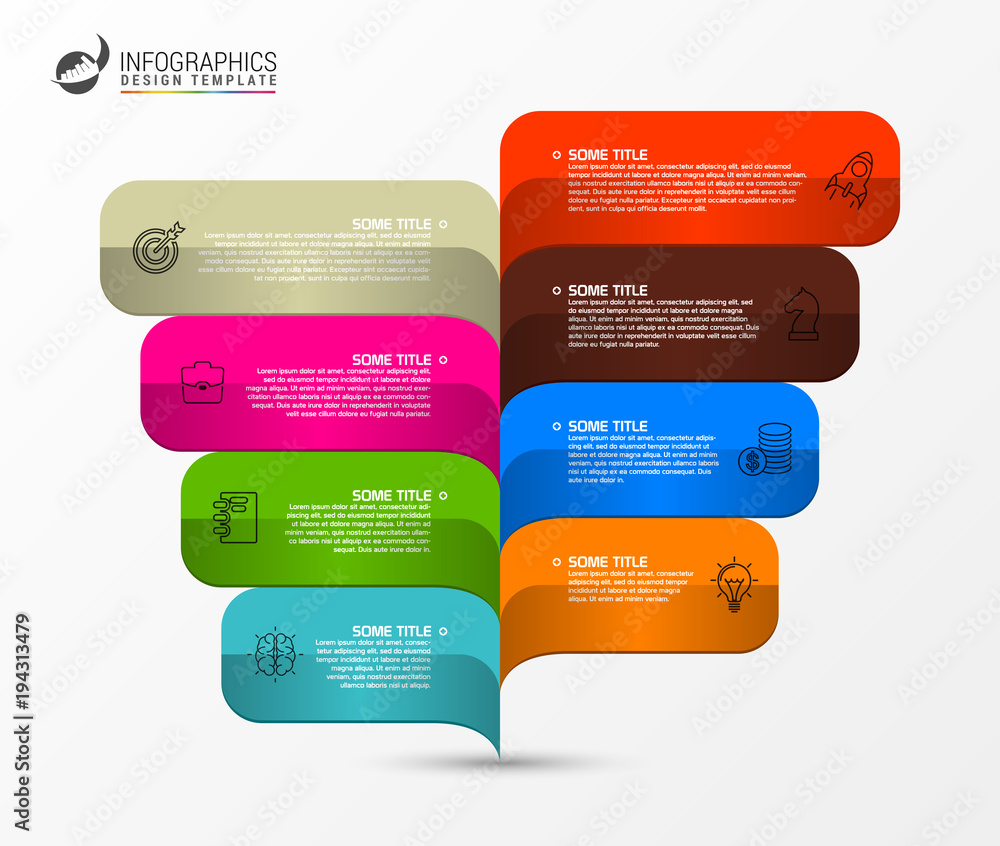 Infographic design template with 8 steps. Chart. Vector Stock Vector ...