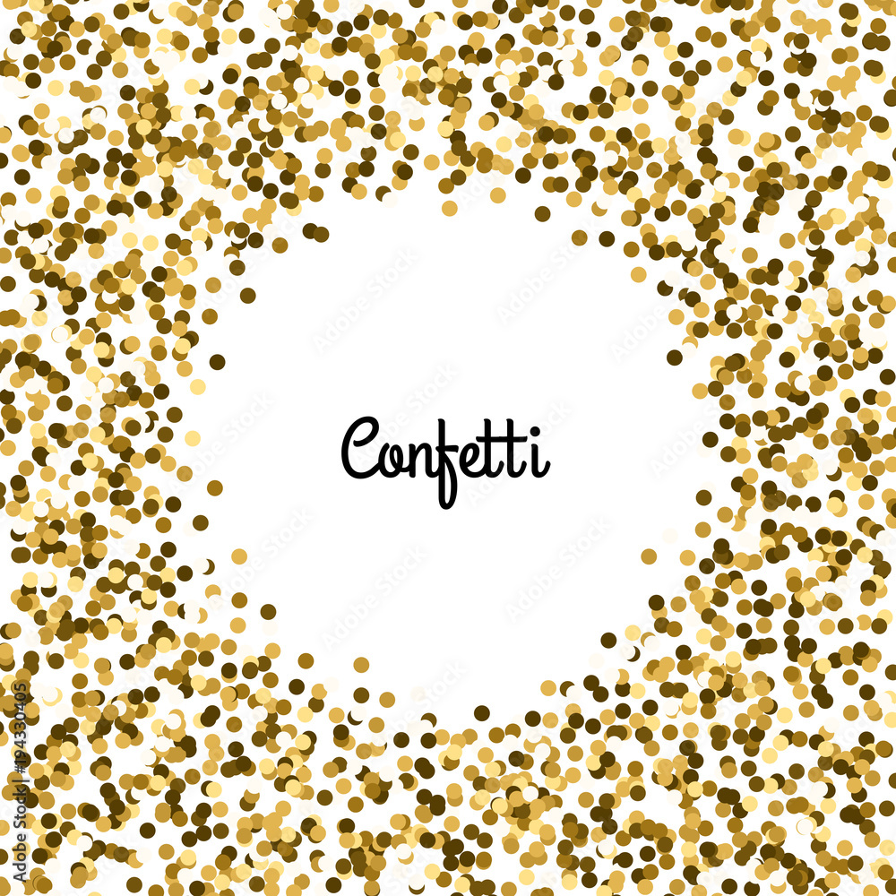 Gold confetti circle frame vector illustration. Stock Vector | Adobe Stock