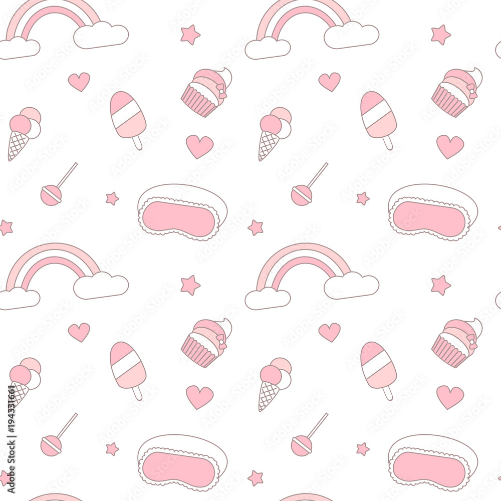 cute pink and white seamless vector pattern background illustration ...