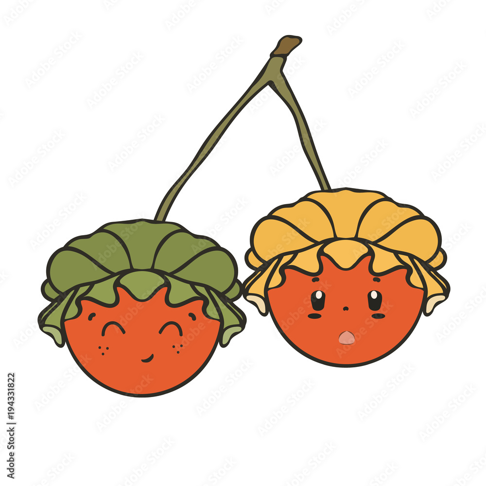 Cute Cherry character with bonnet isolated on white background. Red ...