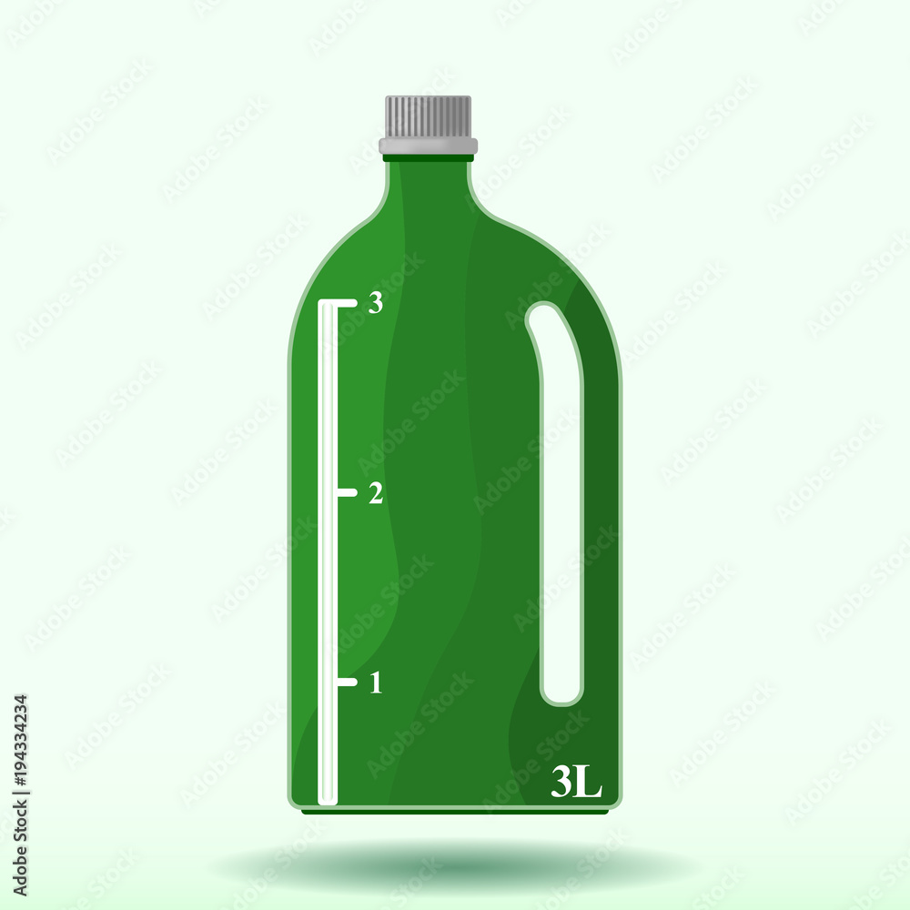 Vector image of a plastic bottle with a measuring scale of three liters ...