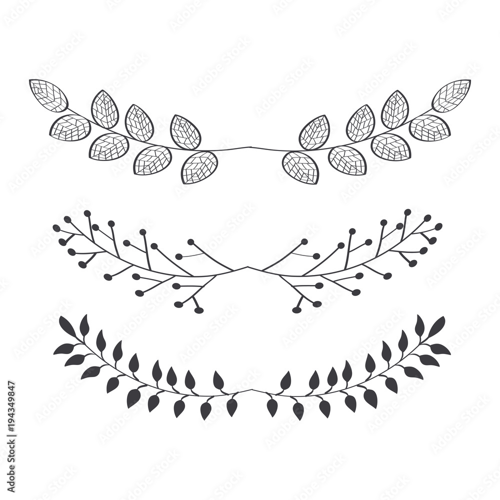 Rustic borders with leaves set over white background vector ...