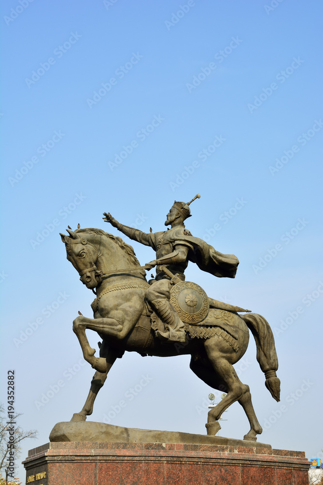 Statue of Amir Timur (Tamerlane, 1336-1405). He was the founder of the ...
