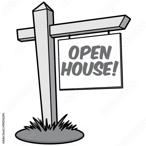 Open House Illustration - A vector cartoon illustration of a Open House ...