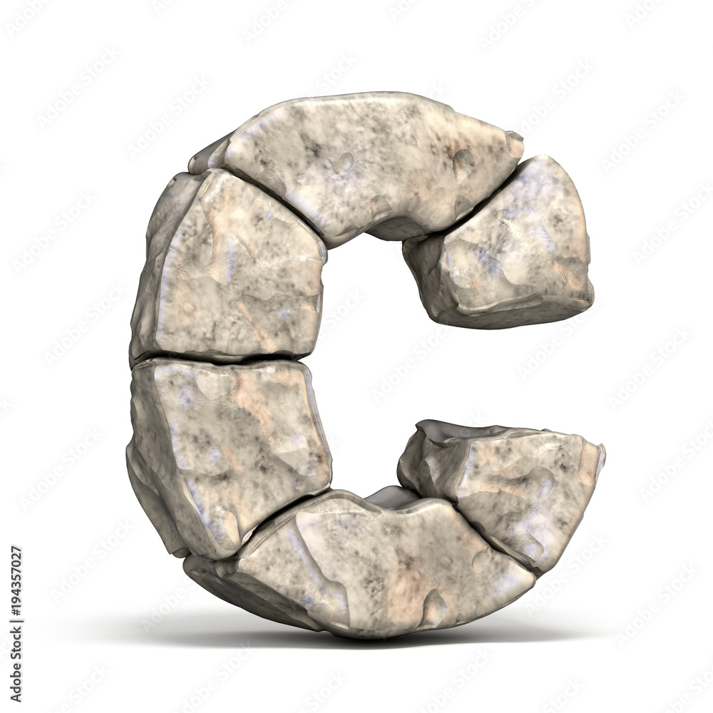 Stone font letter C 3D Stock Illustration | Adobe Stock