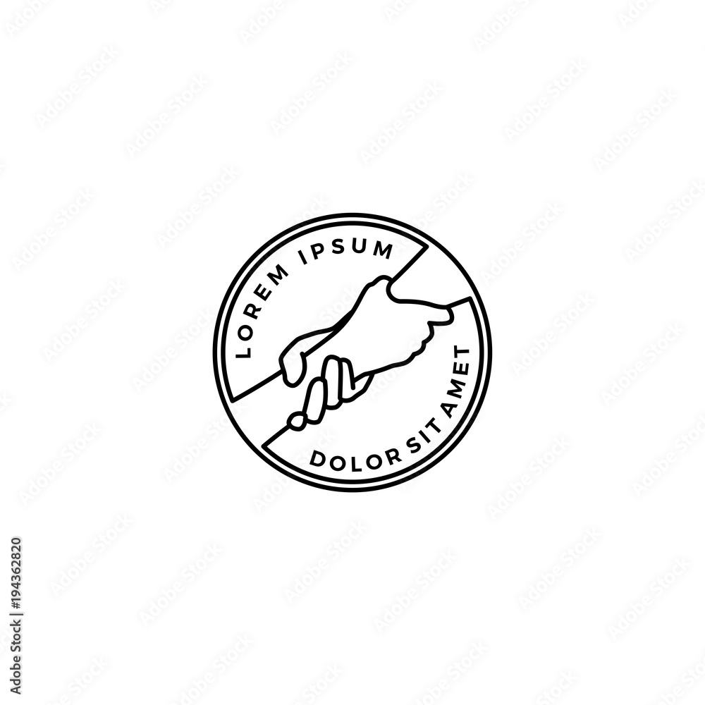 lending hand care help round emblem badges logo vector outline line ...