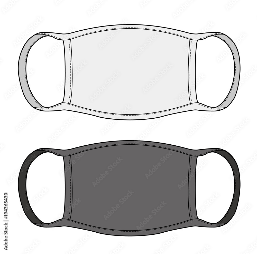 Dust Mask fashion flat technical drawing template Stock Vector | Adobe ...