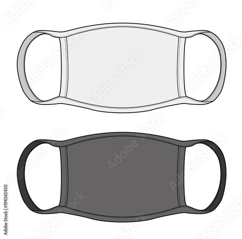 Dust Mask fashion flat technical drawing template Stock Vector | Adobe ...