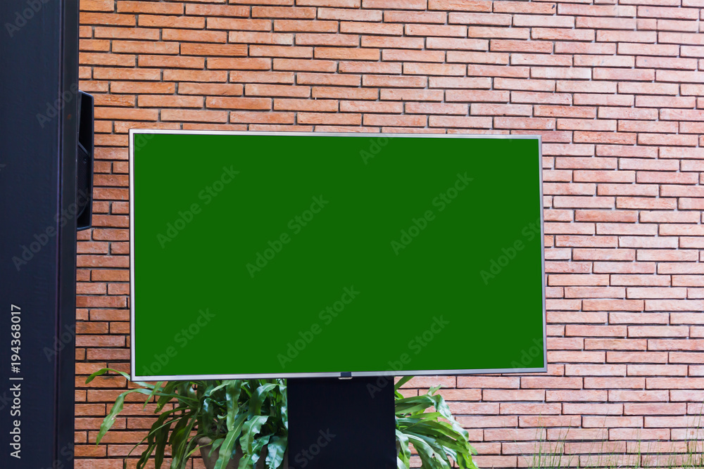 Big empty blank green screen LED television with stand Stock Photo ...
