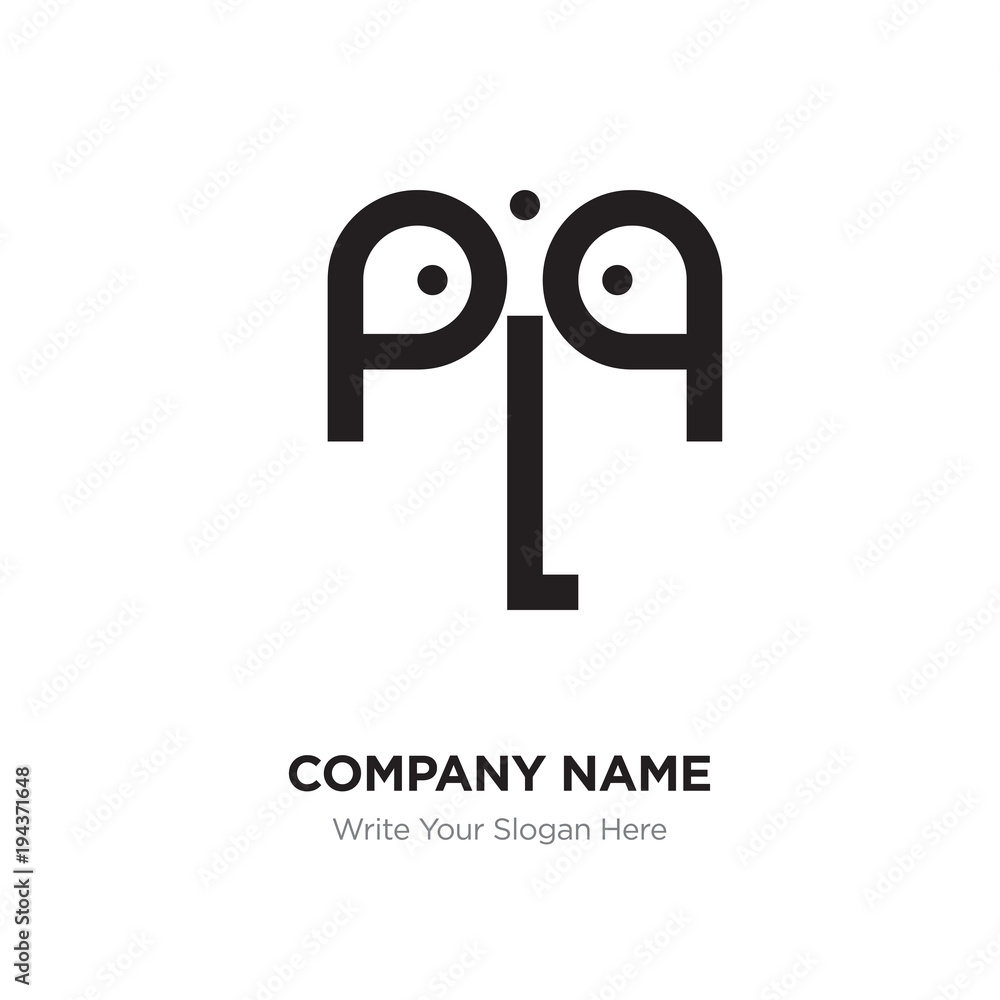 Abstract letter pLp logo design template, Black Alphabet initial ...