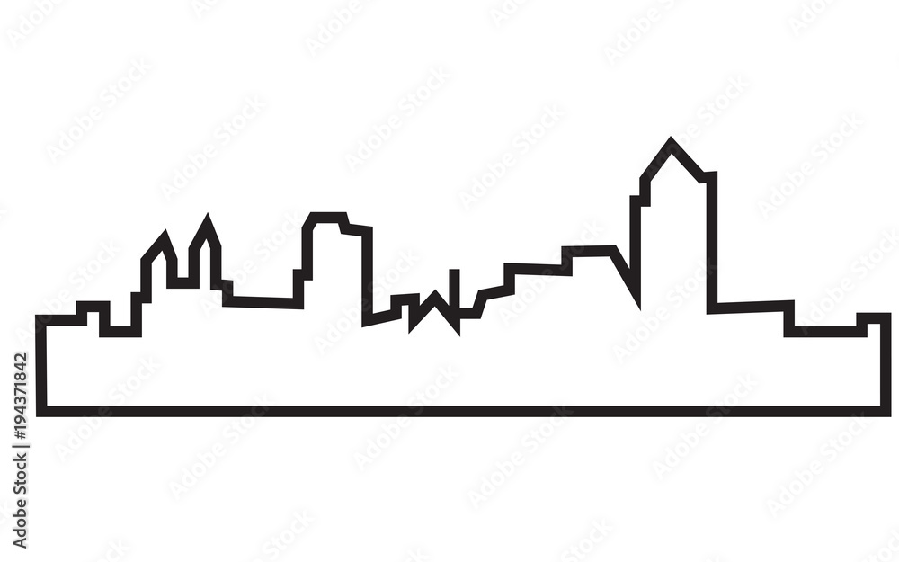 cincinnati skyline silhouette outline on white background Stock Vector ...