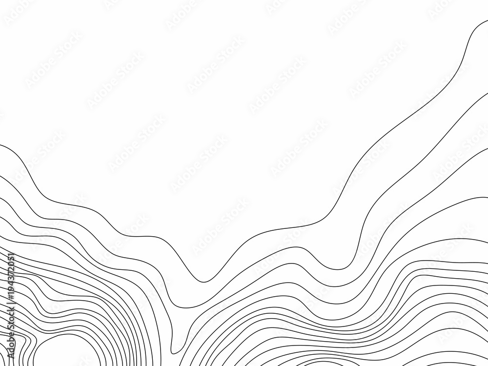 Abstract black and white topographic contours lines of mountains ...