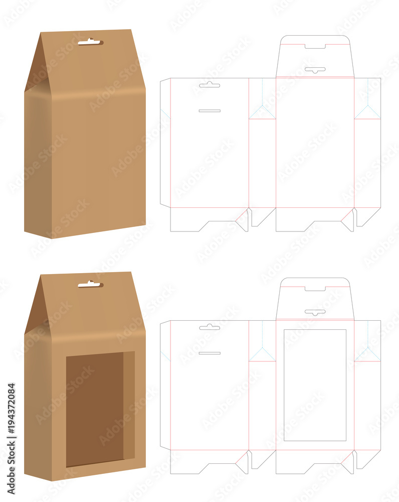 paper bag die cut mock up template vector Stock Vector | Adobe Stock