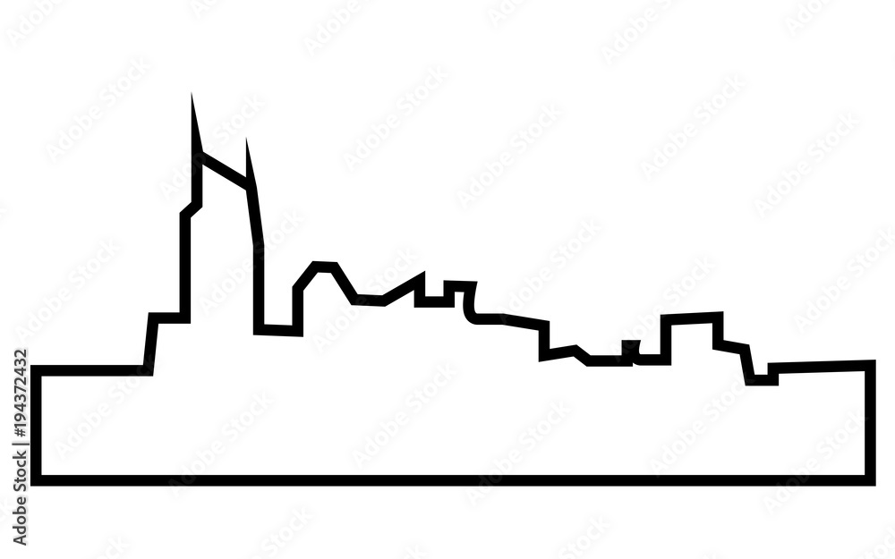 cleveland skyline silhouette outline on white background Stock Vector ...