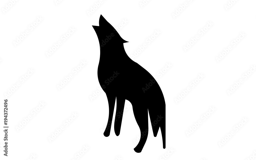 howling wolf silhouette clip art on white background Stock Vector ...