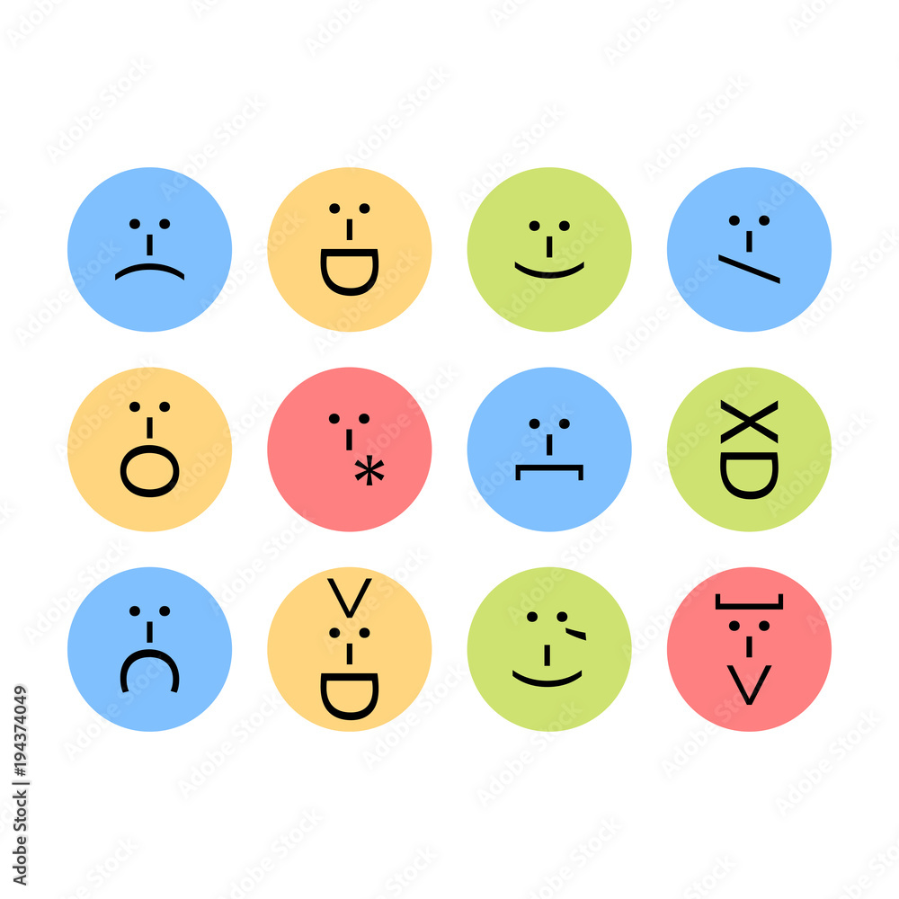 Set of emoticons, emoji of punctuation. Characters isolated. Vector ...