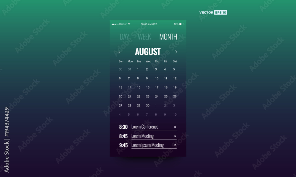 Calendar App With To Do List and Tasks UI UX Design For Mobile Phone ...