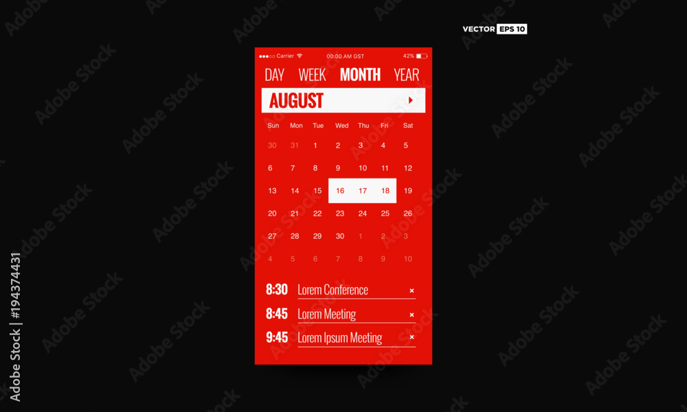 Calendar App With To Do List and Tasks UI UX Design For Mobile Phone ...