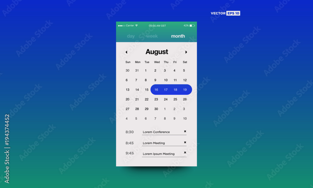 Calendar App With To Do List and Tasks UI UX Design For Mobile Phone ...