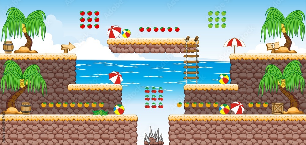 Tile set Platform for Game - A set of layered vector game asset ...