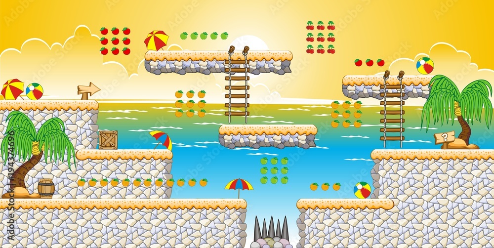 Tile set Platform for Game - A set of layered vector game asset ...