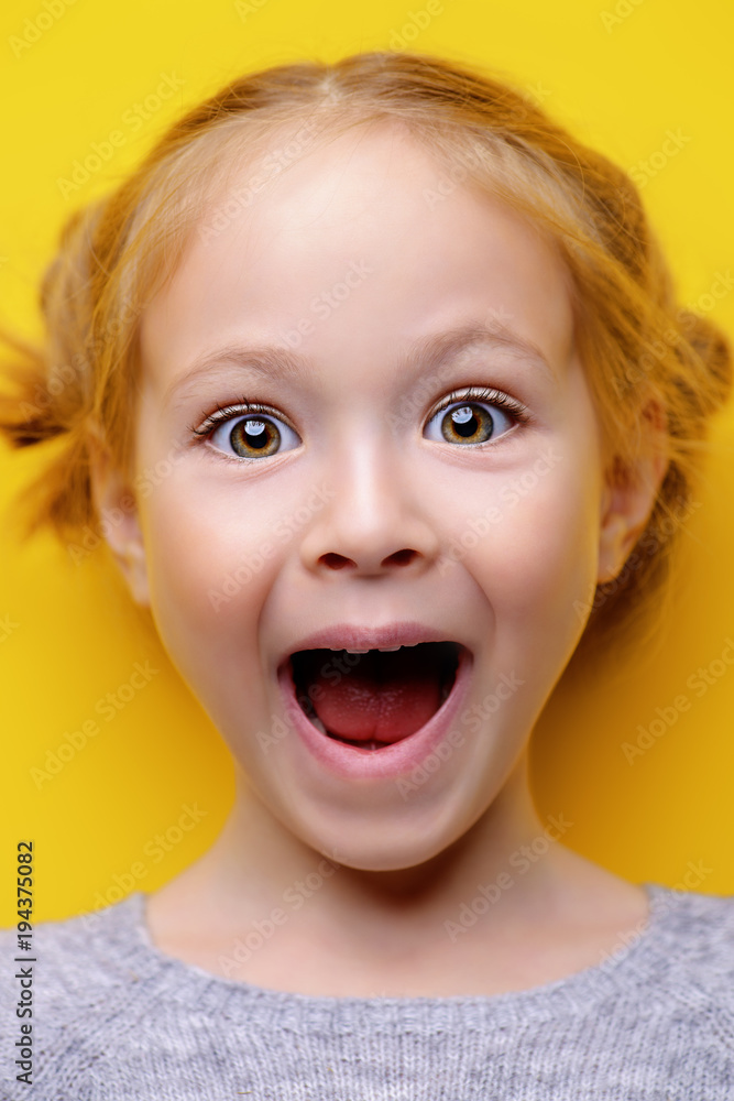 cheerfully screaming kid Stock-Foto | Adobe Stock