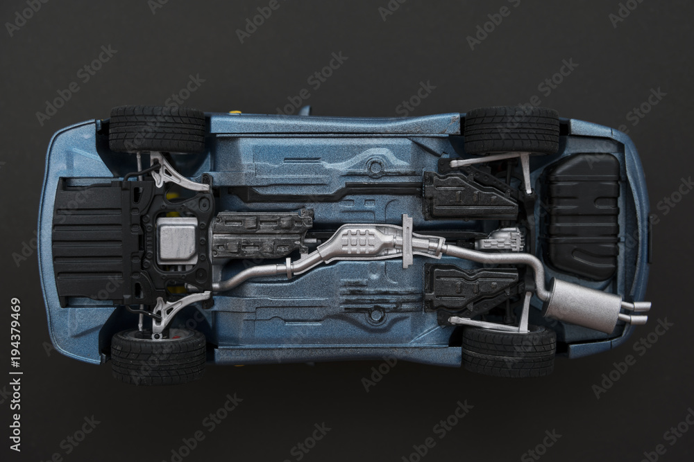 inverted car on a black background. bottom view of car Stock-Foto ...