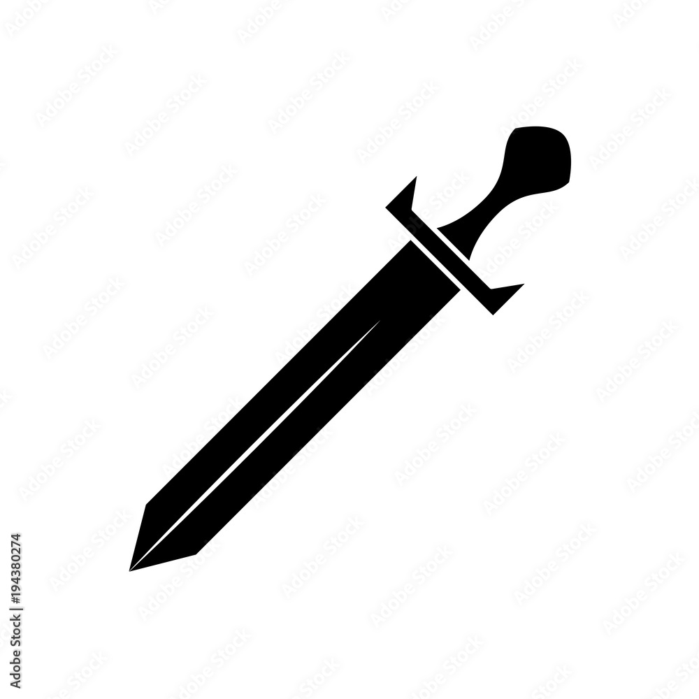 sword weapon battle handle vintage vector illustration black and white ...