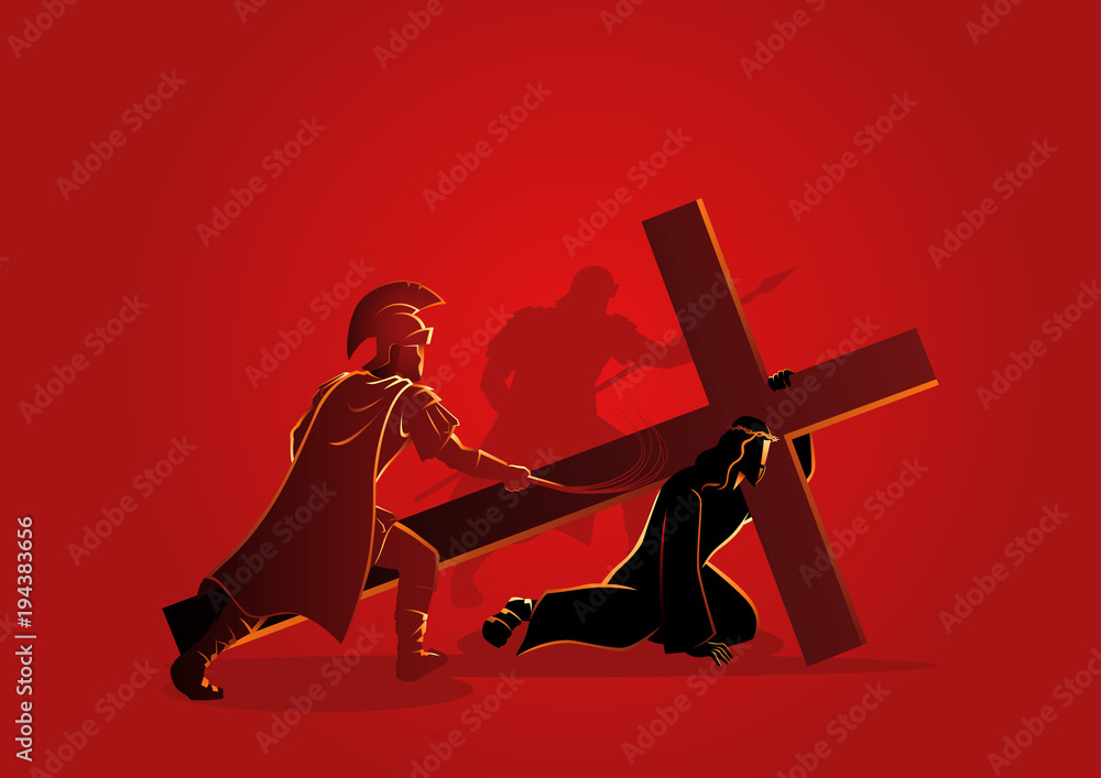 Jesus Falls for the First Time Stock Vector | Adobe Stock