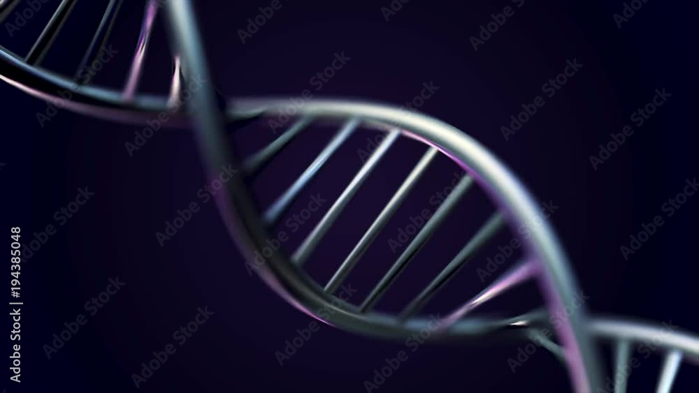 Rotating DNA, Genetic engineering scientific concept, blue tint.. 3D ...