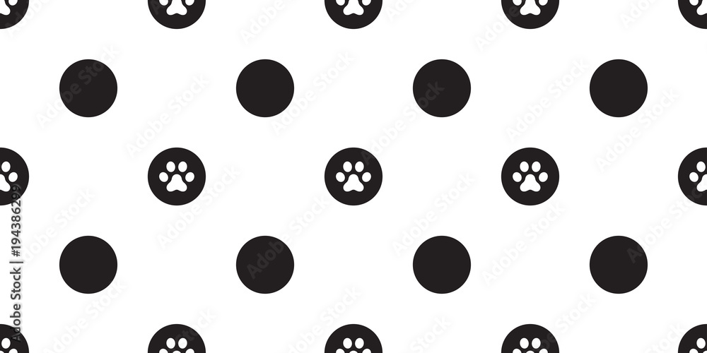 Dog Paw Seamless Pattern vector Cat paw footprint isolated polka dot ...