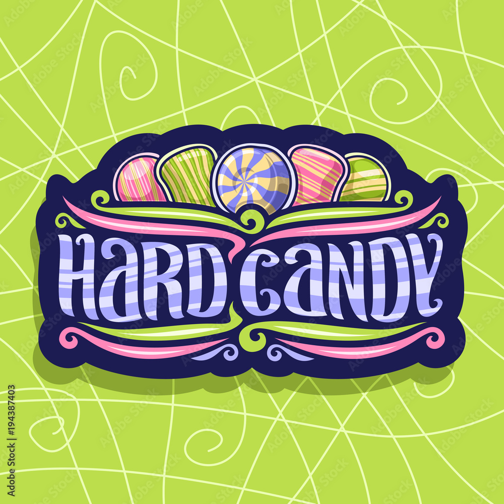 Vector logo for Hard Candy, on dark vintage signboard 5 variety striped ...